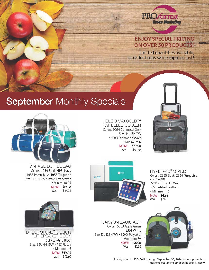 September Specials | Proforma TRIO Ideas